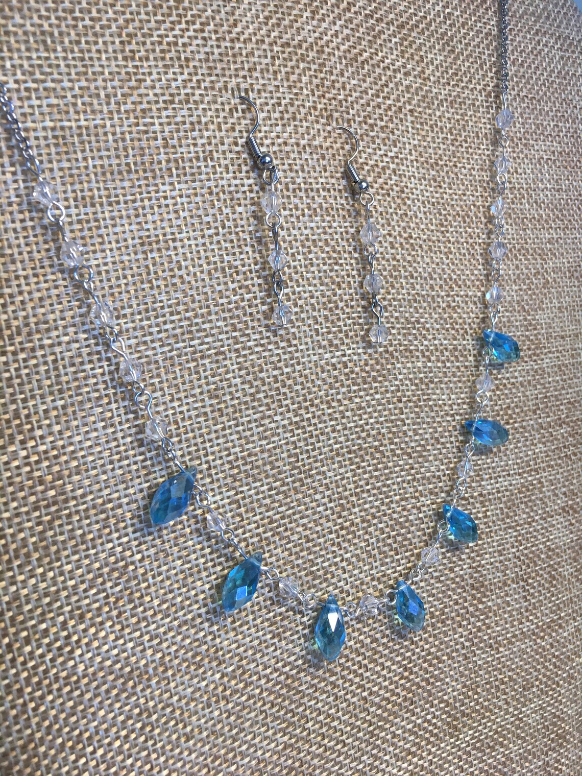 Ice Blue Crystal Necklace and Earrings Set! - Etsy