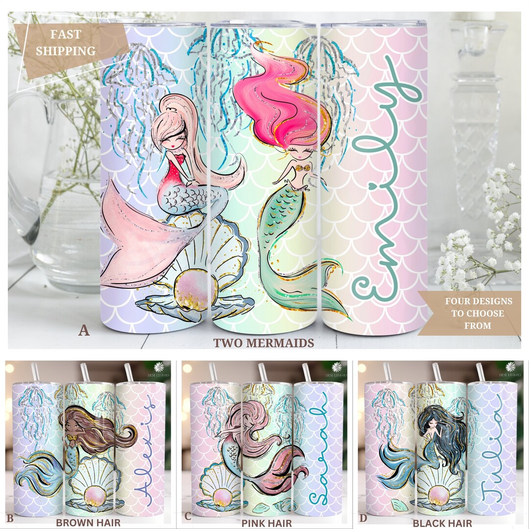 Mermaid Tumbler Cup Personalized With Name, Mermaid Scale Tumbler ...