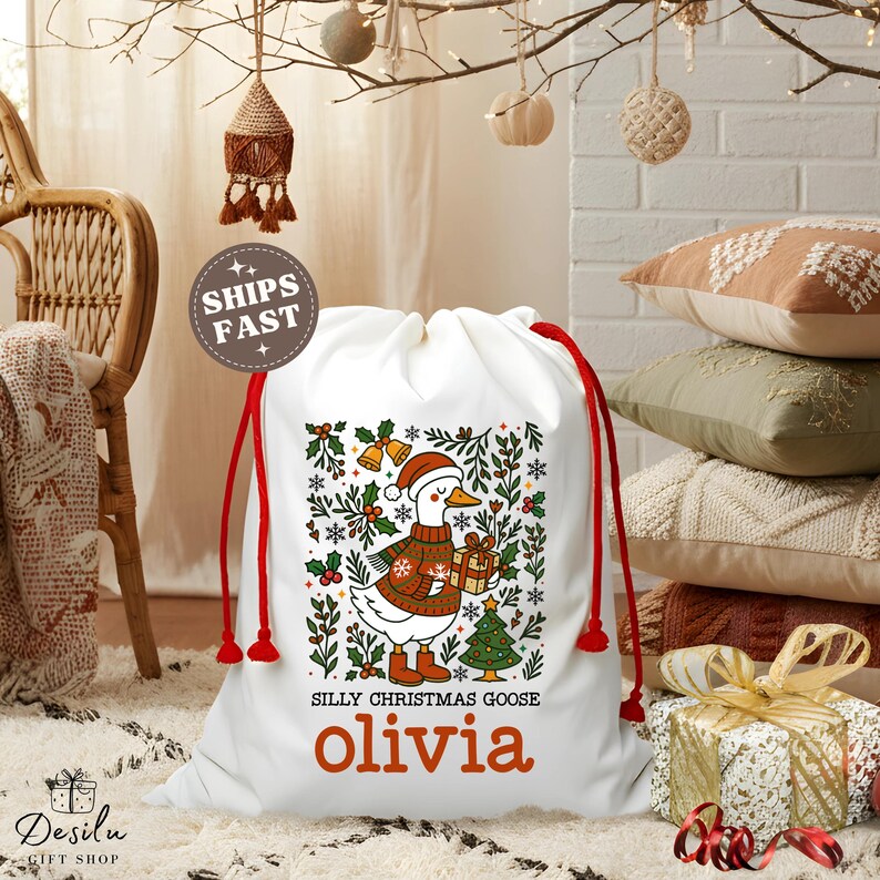 Silly Christmas Goose Santa Bag Personalized Santa's Favorite Silly ...