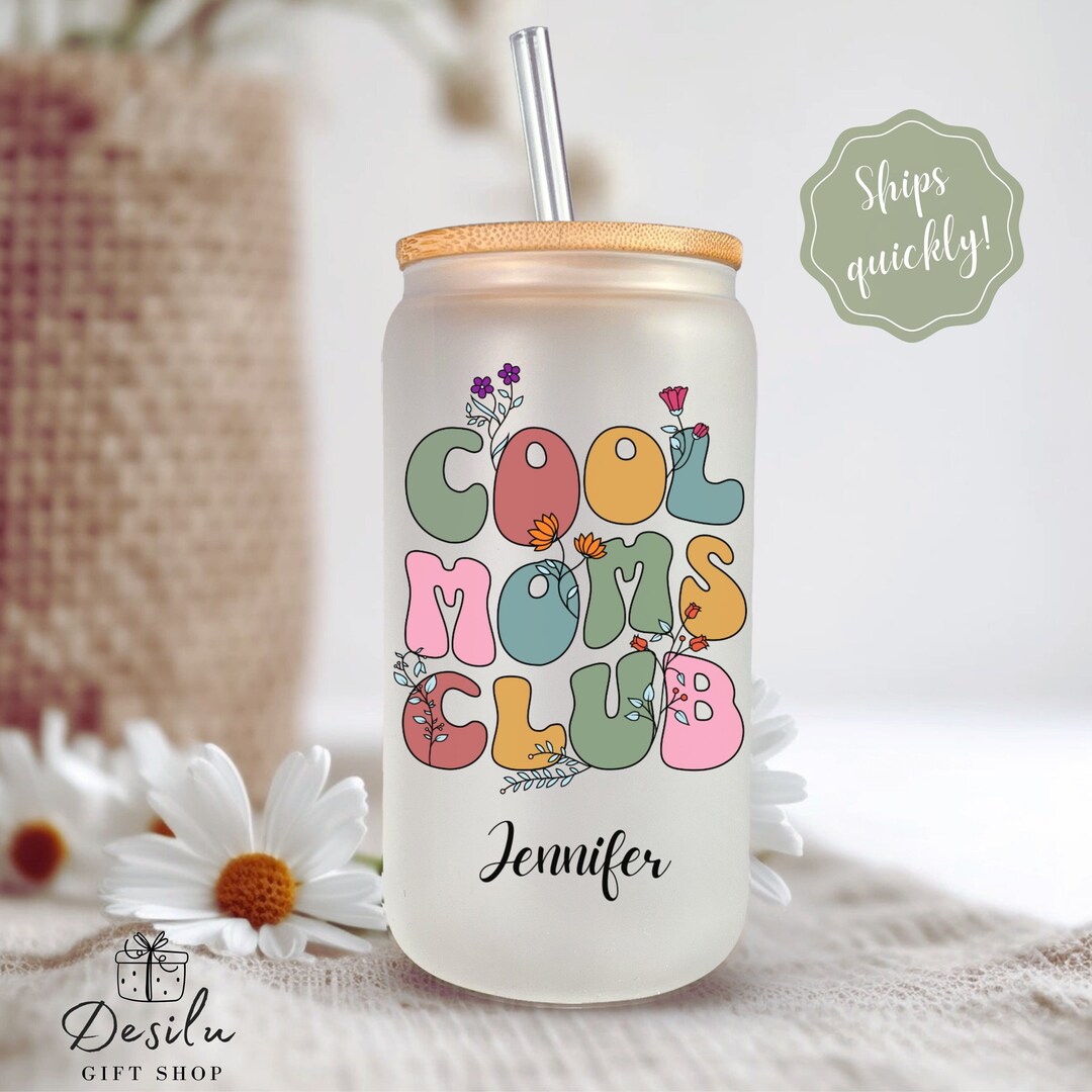 Mom Glass Cup Personalized Mom Birthday Gift Cool Moms Club Gift ...