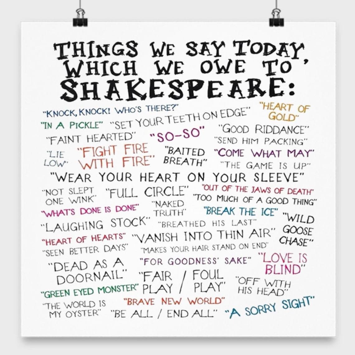 BEST SELLER Things We Say Today Which We Owe to Shakespeare - Etsy UK