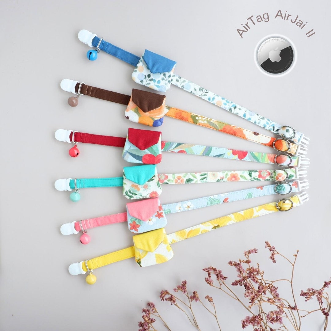 Floral AirTag Cat Collar Safety Buckle With Mini Pouch for - Etsy