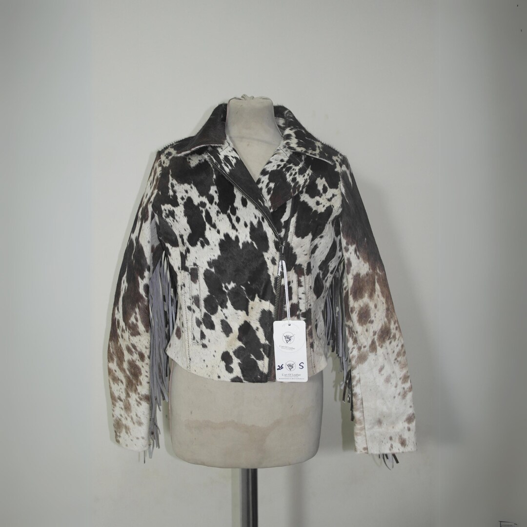Fringe Style Cowhide Hair on Leather Jacket Western Style Jacket for ...