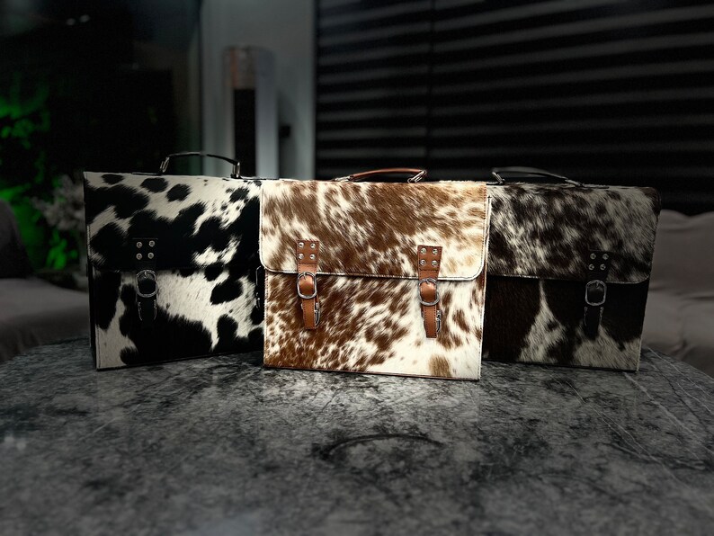 Cowhide Laptop Briefcase Hand Bag Travel Documents Bags Cowhide Hand ...
