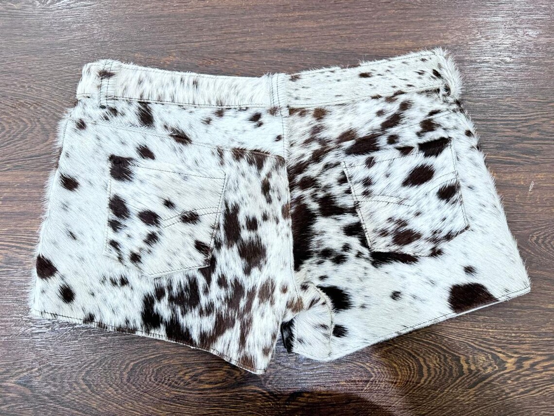 Genuine Cowhide Shorts – High-waisted Leather Mini Shorts – Boho ...