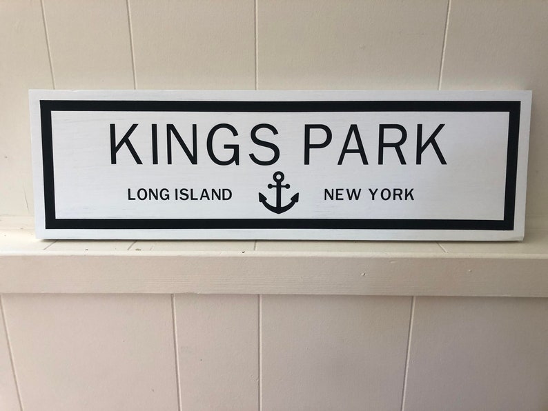 Kings Park Wood Sign, Long Island, New York, Rustic Beach Decor - Etsy
