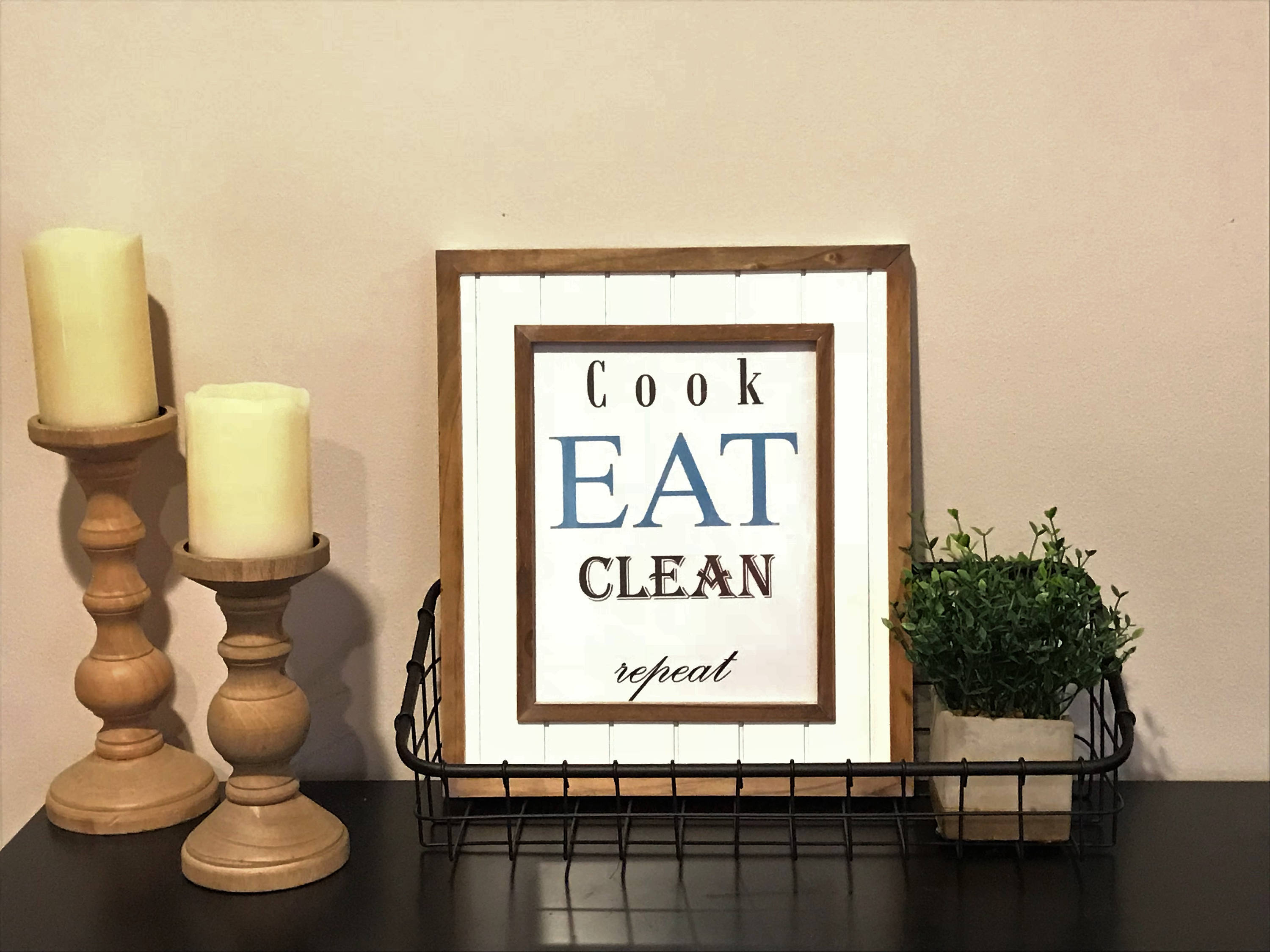 Kitchen Decor Instant Downloadcook Eat Clean Repeat Kitchen - Etsy