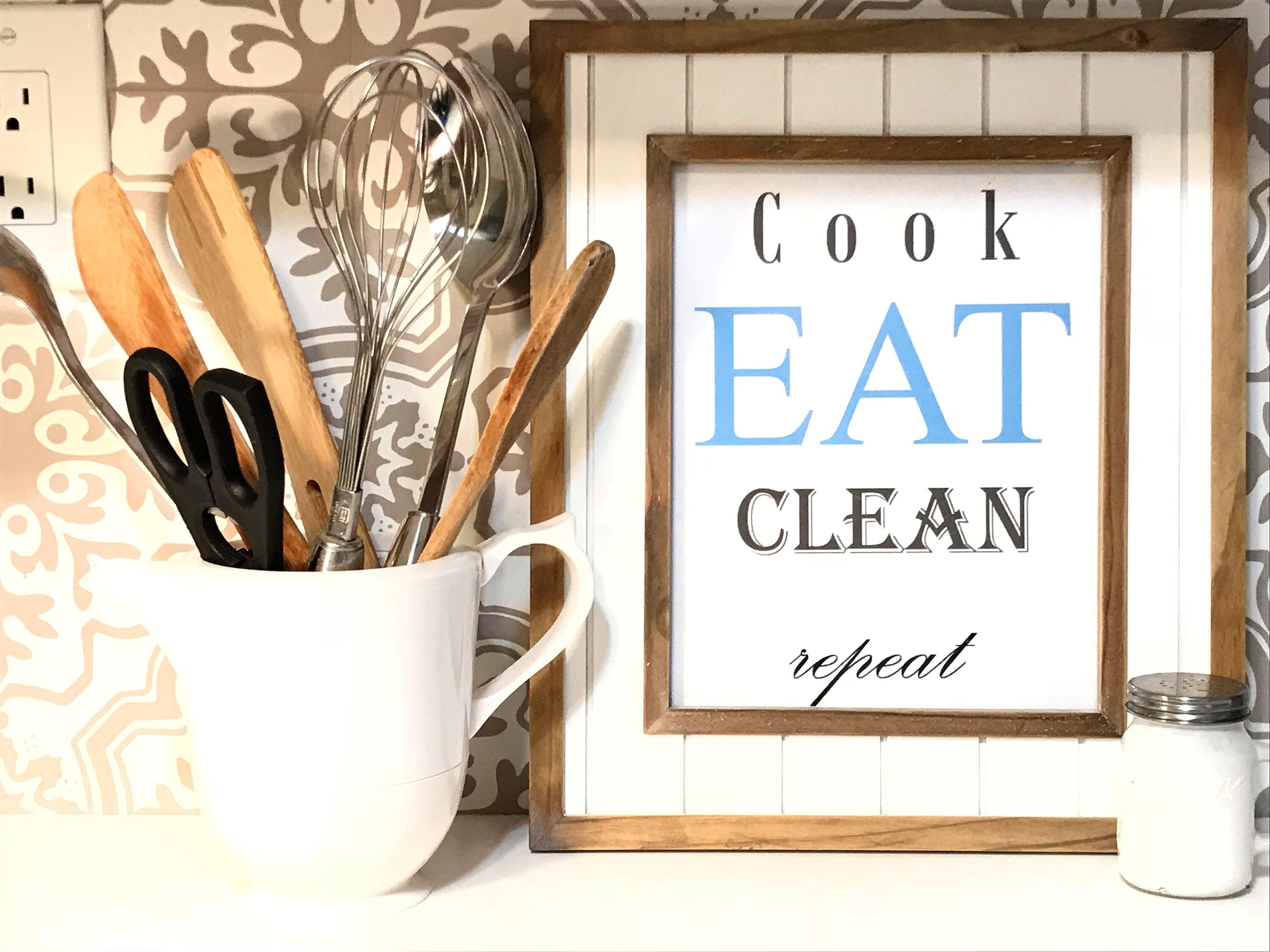 Kitchen Decor Instant Downloadcook Eat Clean Repeat Kitchen - Etsy