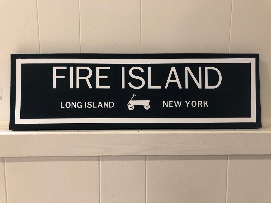 Fire Island Wood Sign Black and White, Long Island, New York, Rustic ...