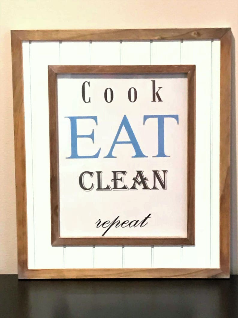 Kitchen Decor Instant Downloadcook Eat Clean Repeat Kitchen - Etsy