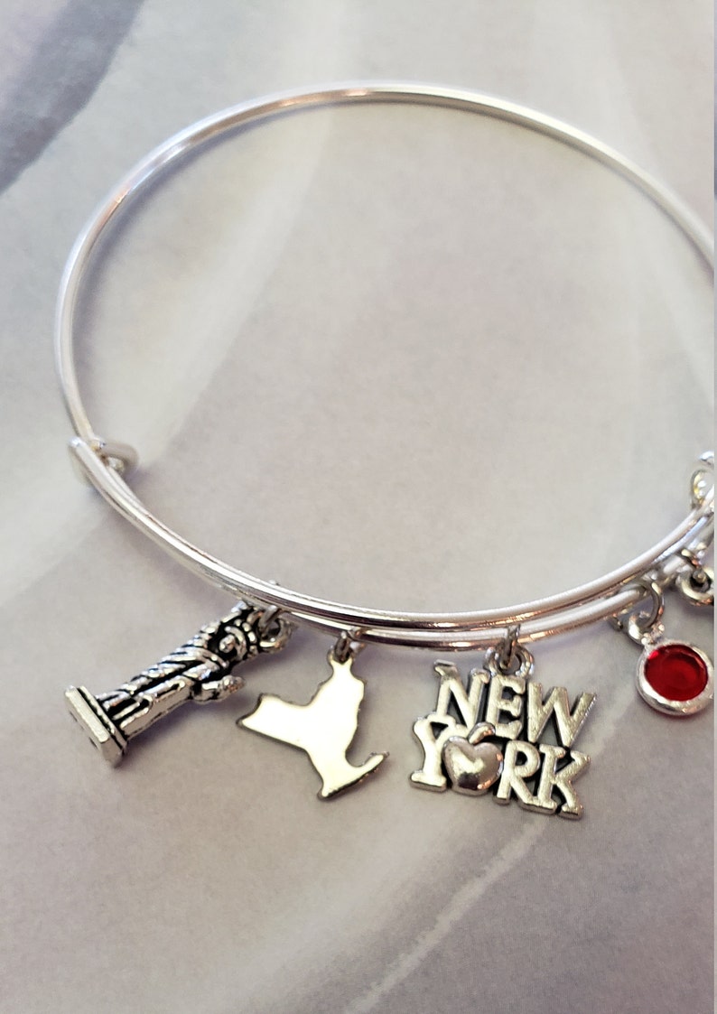New York Charm Bracelet Statue of Liberty Empire State - Etsy