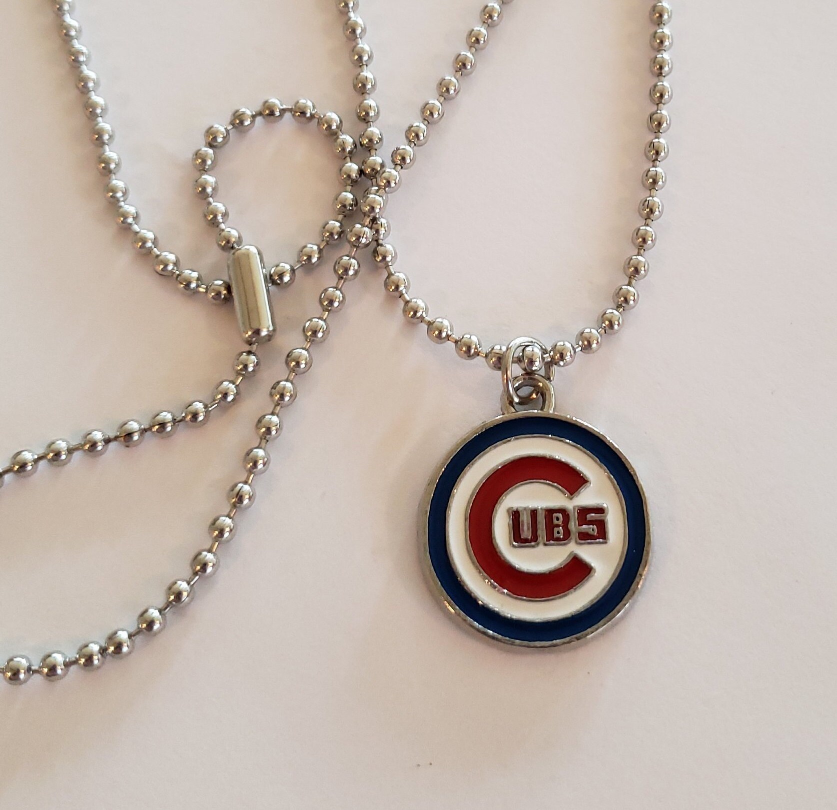 Chicago Cub Fans Necklace, Silver Ball 22 Chain, Cub Fan Jewelry, Great ...