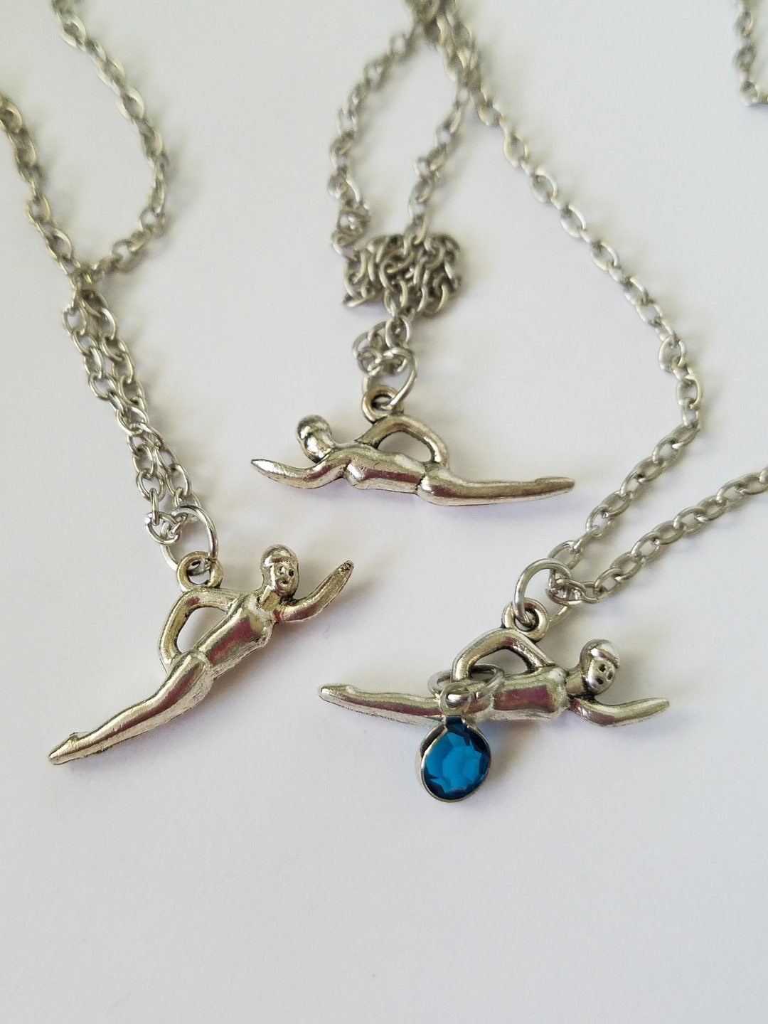 Swimmer Charm Necklace Silver Charm Favorite Swimmer Sports - Etsy