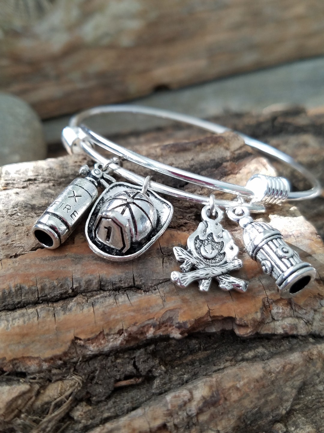 Firefighter Bracelet, Helmet, Flame Charm, Fire Extinguisher, Fire ...