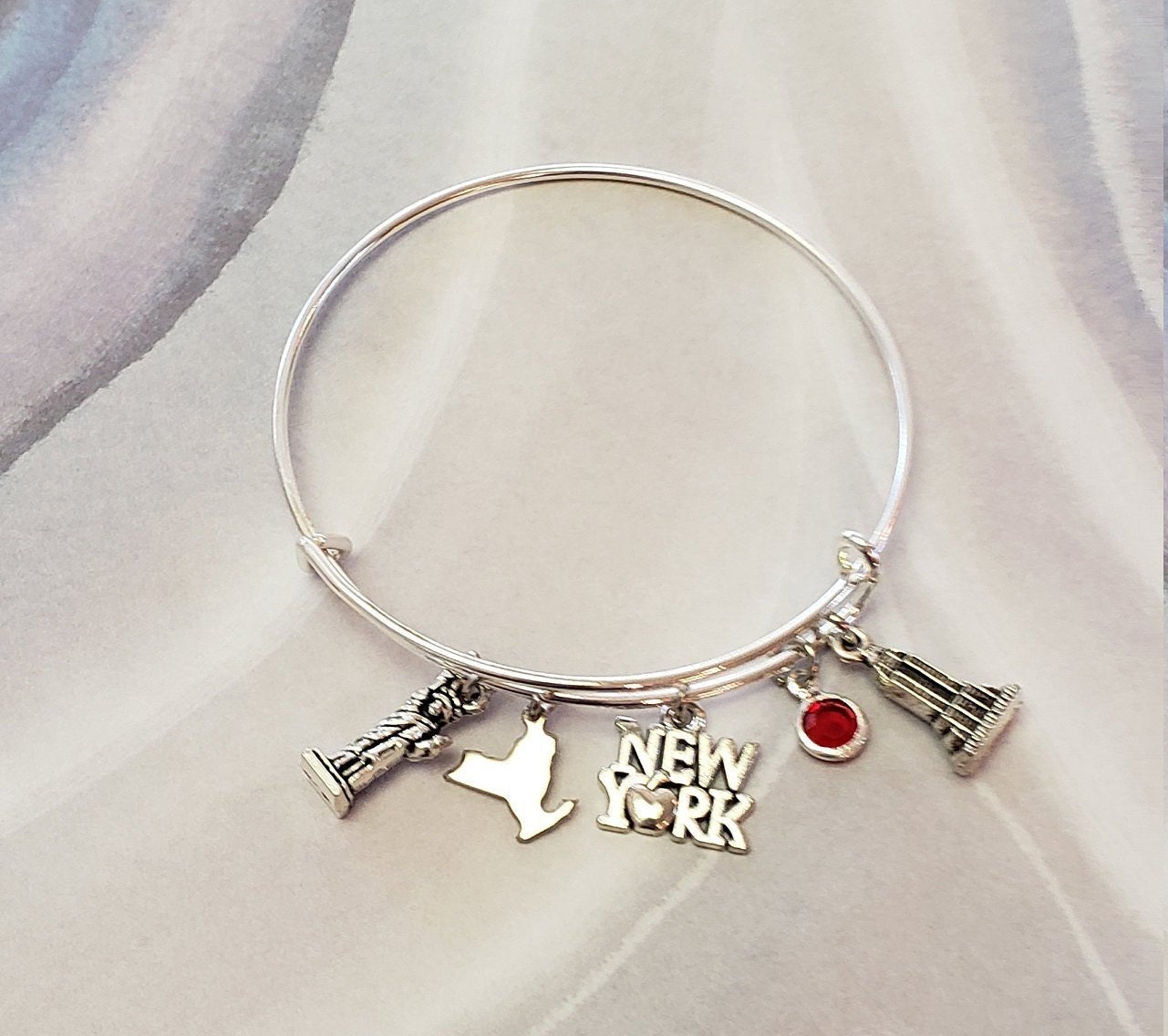 New York Charm Bracelet, Statue of Liberty, Empire State Building and ...