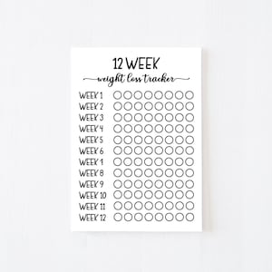 Printable 12 Week WEIGHT LOSS TRACKER. Digital Weekly Weight Tracker ...