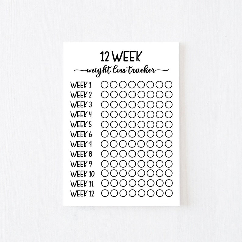 Printable 12 Week WEIGHT LOSS TRACKER. Digital Weekly Weight | Etsy UK
