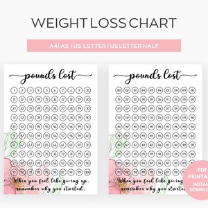 WEIGHT LOSS JOURNAL Printable. Weight Loss Chart, Weight Loss Tracker ...