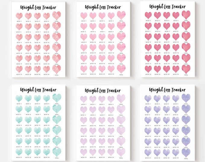 Printable Weight Loss Tracker, Weekly Weight Loss Chart, Weekly Weigh ...