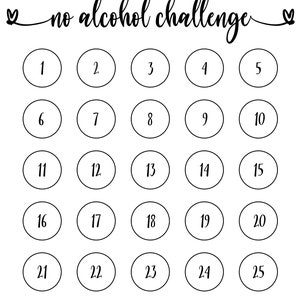 Printable 30 Day No Alcohol Challenge Tracker (digital Download) - Etsy