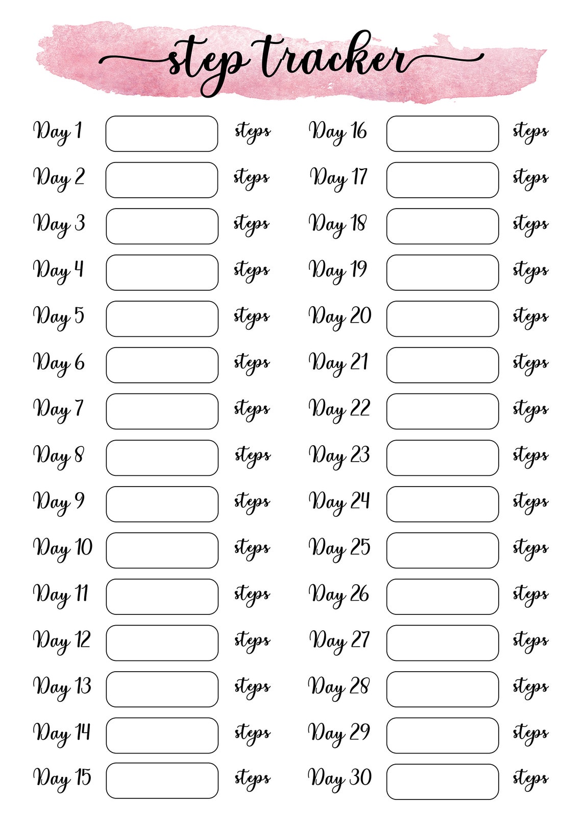 STEP Tracker & WATER Tracker PRINTABLE. Digital Walking Tracker ...
