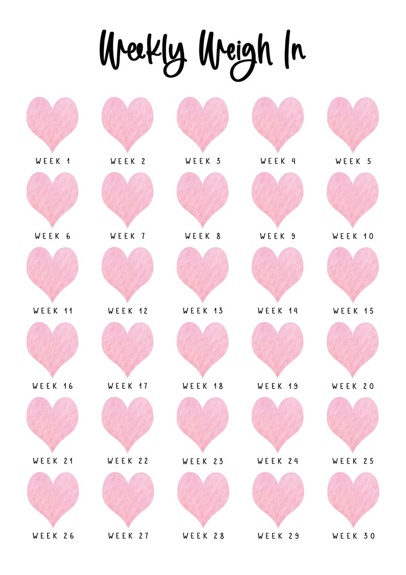 Printable Weight Loss Tracker 2 X Digital 52 Weekly Weigh In Etsy