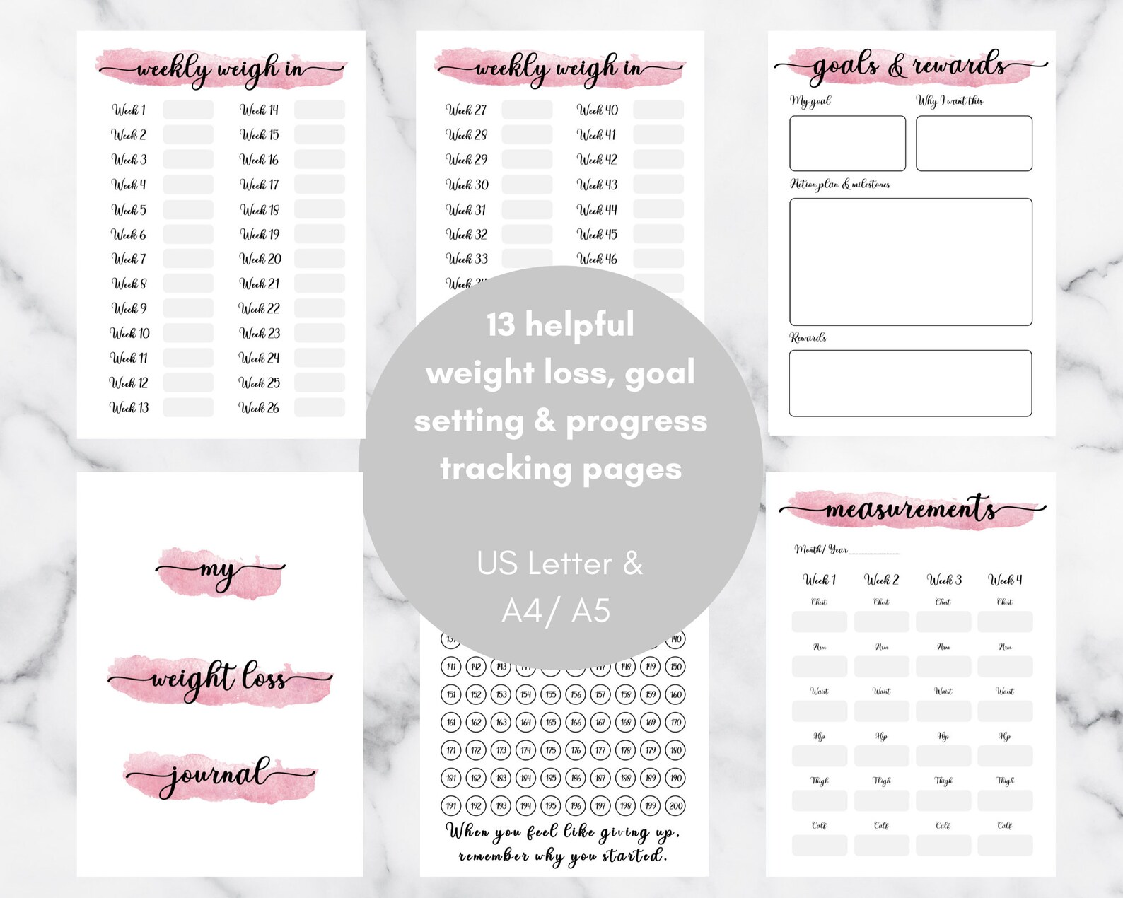 Printable Weight Loss Tracker, Visualisation Journal (digital Download ...