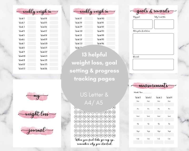 Printable Weight Loss Tracker, Visualisation Journal (digital Download ...