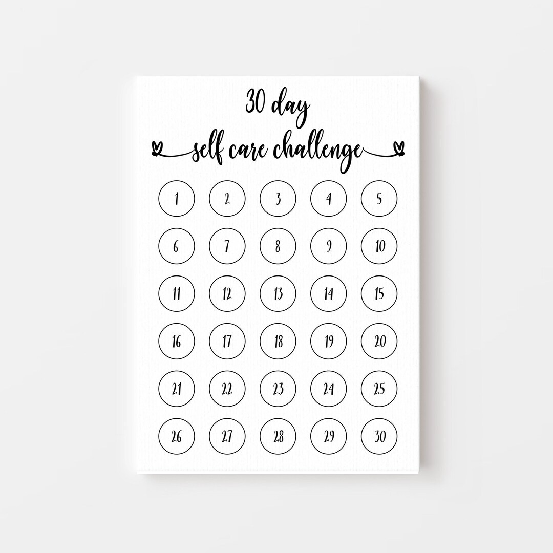 Printable 30 Day Self Care Challenge Chart. Digital 30 Day Self Care ...