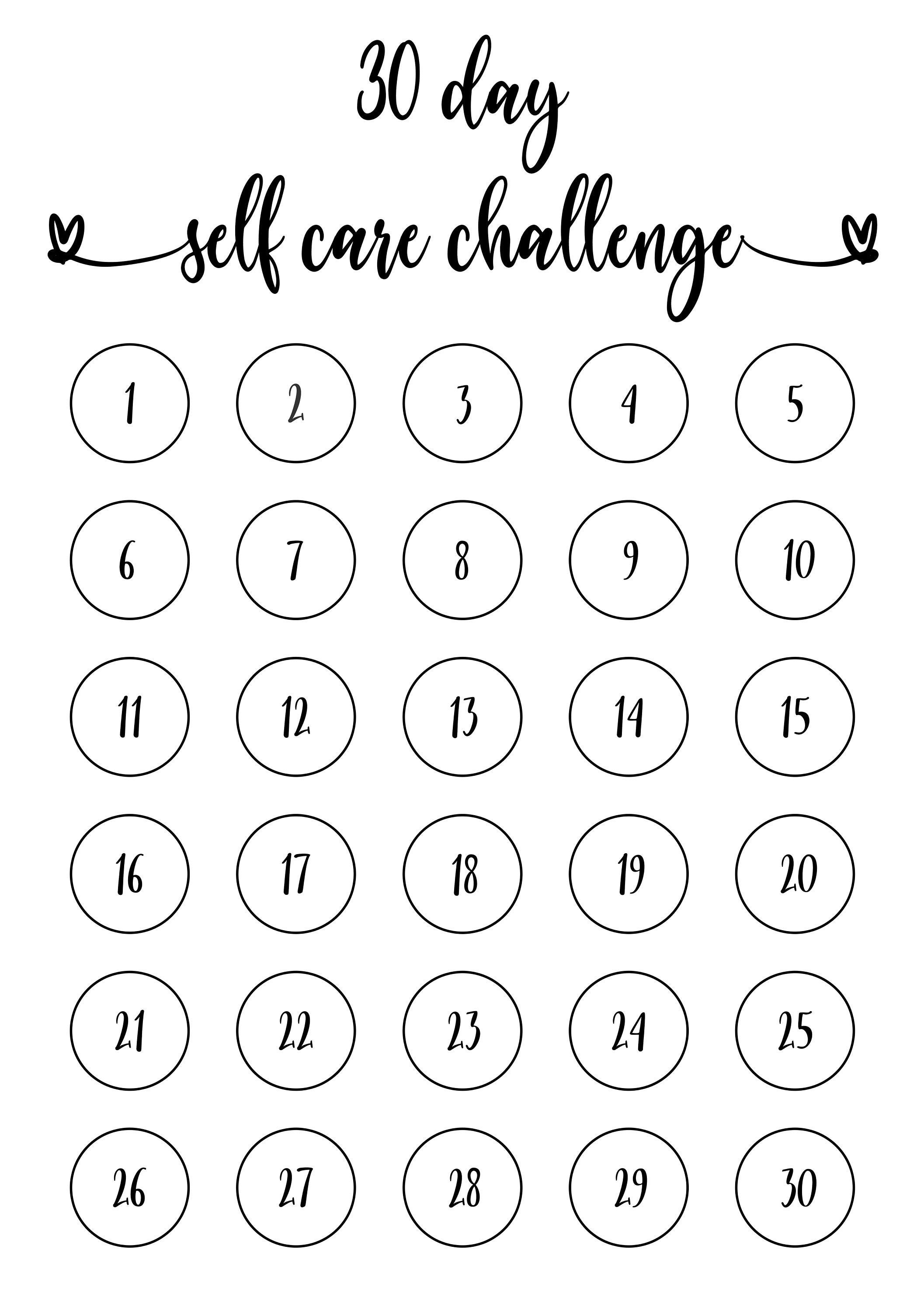 Printable 30 Day Self Care Challenge Chart. Digital 30 Day Self Care ...