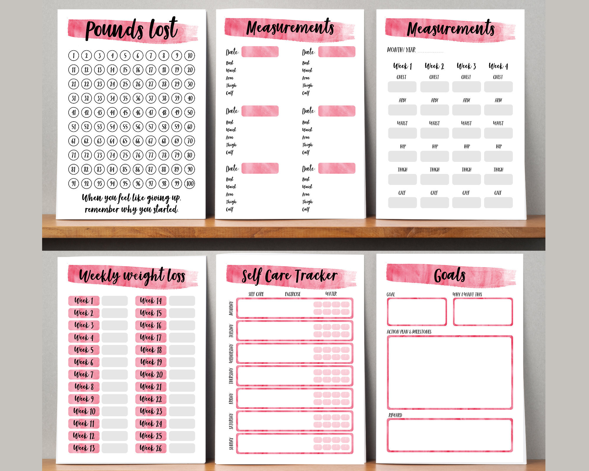 Printable Weight Loss Tracker Journal. Digital Weight Loss Chart, Wkly ...