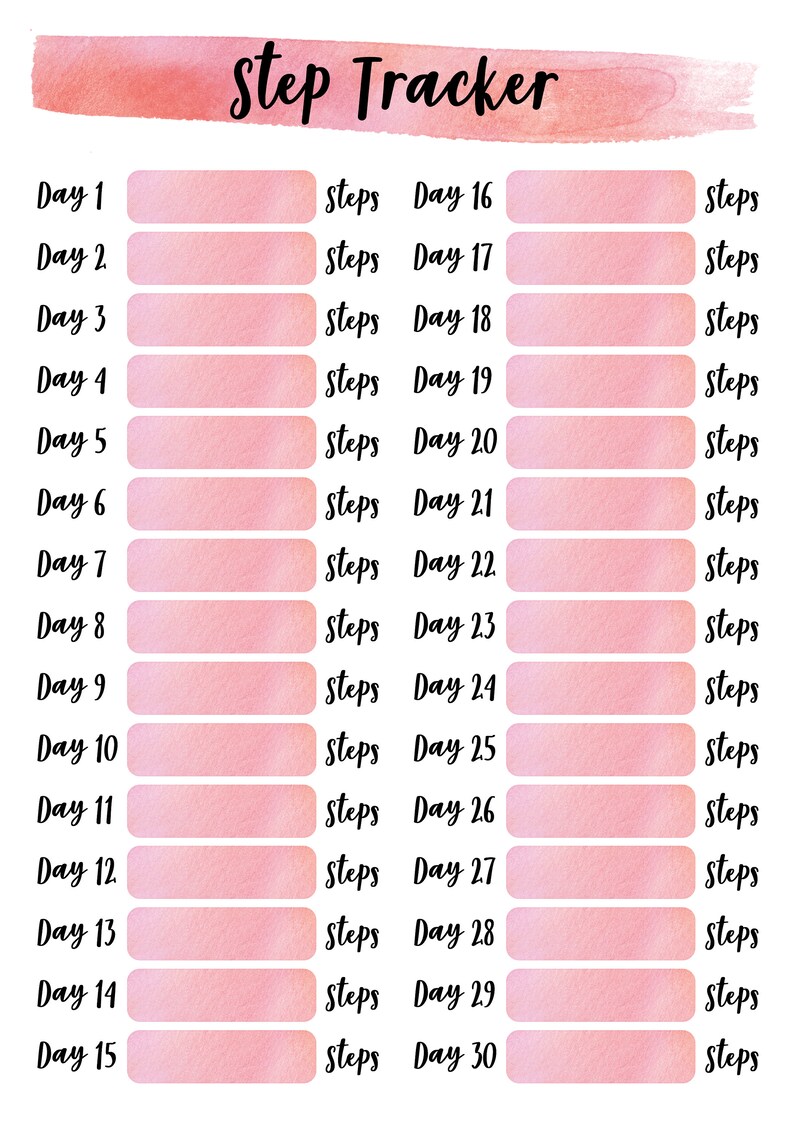 STEP Tracker & WATER Tracker Printable. Digital Walking - Etsy