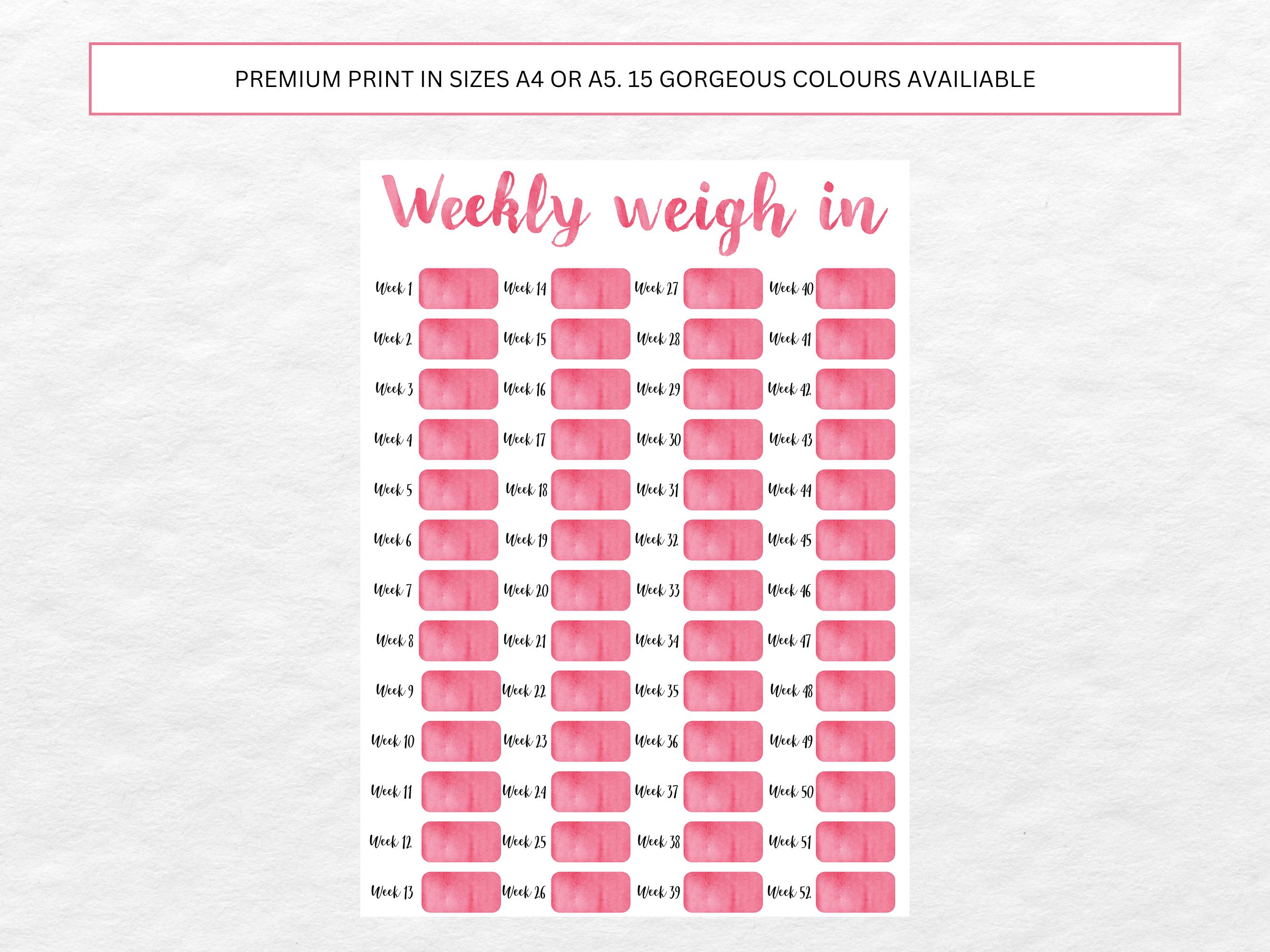 52 Wk Weekly Weight Loss Tracker Printable. Digital Yearly Weekly ...