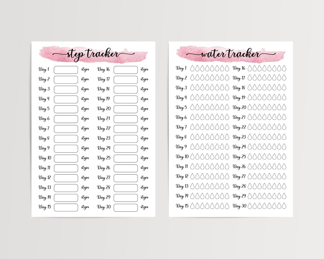 Step Tracker & Water Intake Tracker Print. Fitness Tracker, Walking ...