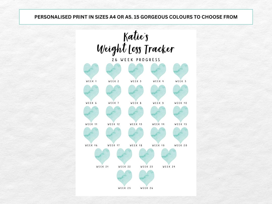 Printable Personalised Weekly Weigh in Tracker. Digital Weekly Weight ...