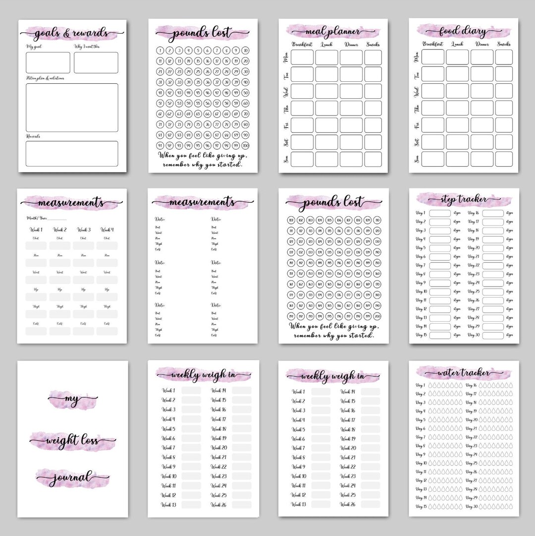 WEIGHT LOSS JOURNAL. Printable Digital Weight Loss Tracker. Weight Loss ...