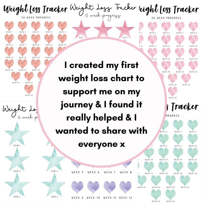 52 Week Weekly Weight Loss Tracker. Weight Tracker X 4 Colour Options ...