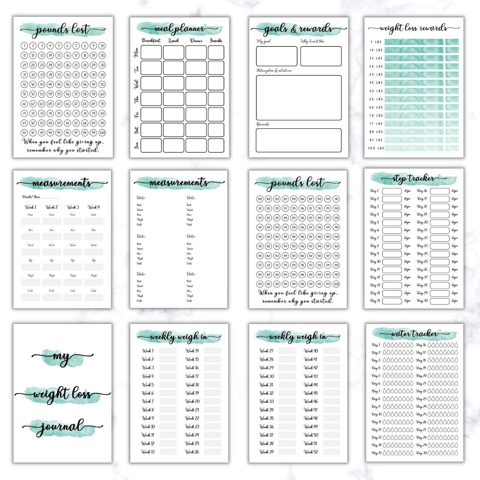 WEIGHT LOSS JOURNAL. Printable Digital Weight Loss Journal. Pounds Lost ...