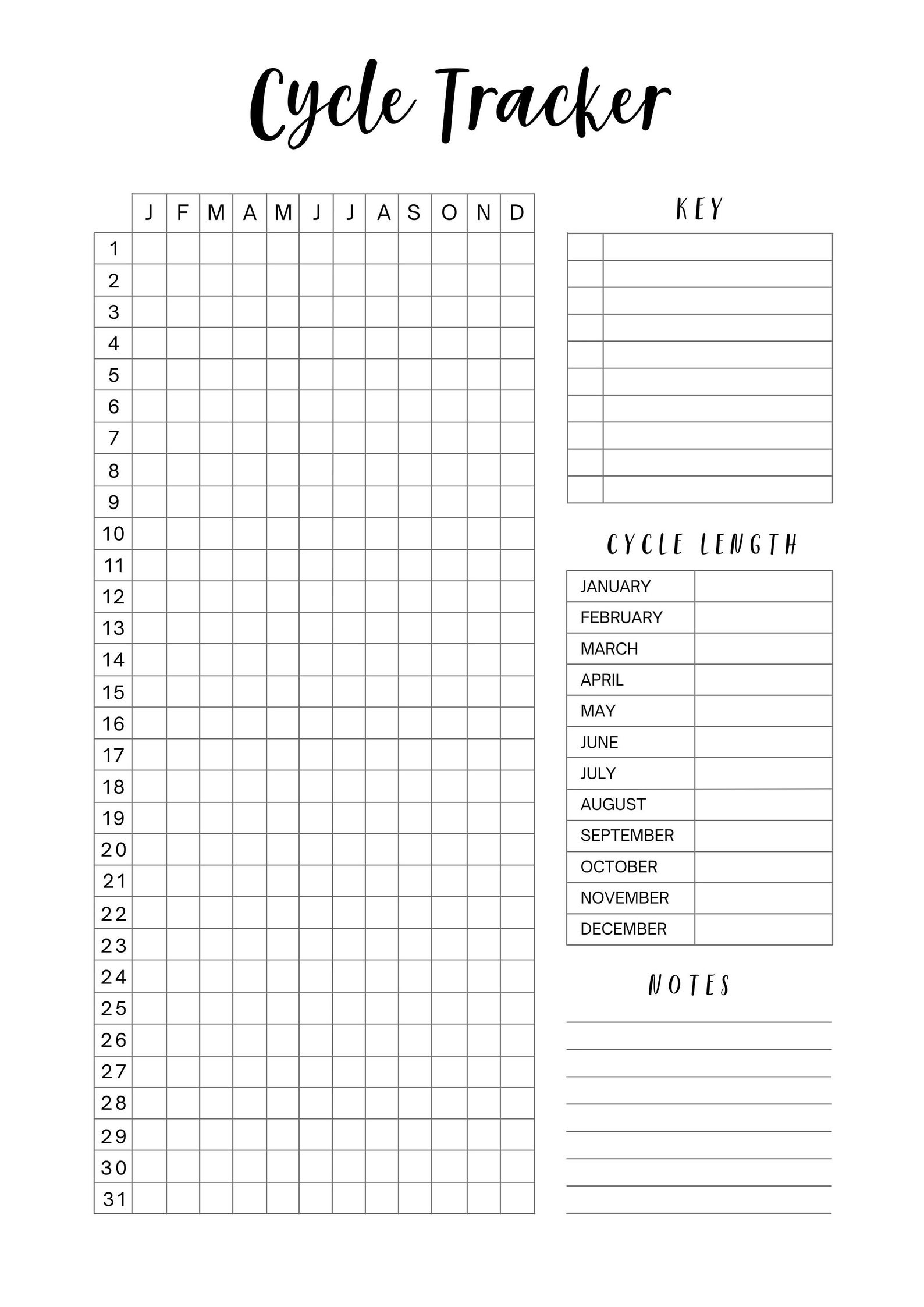 CYCLE TRACKER Printable Digital Period Journal Menstrual - Etsy