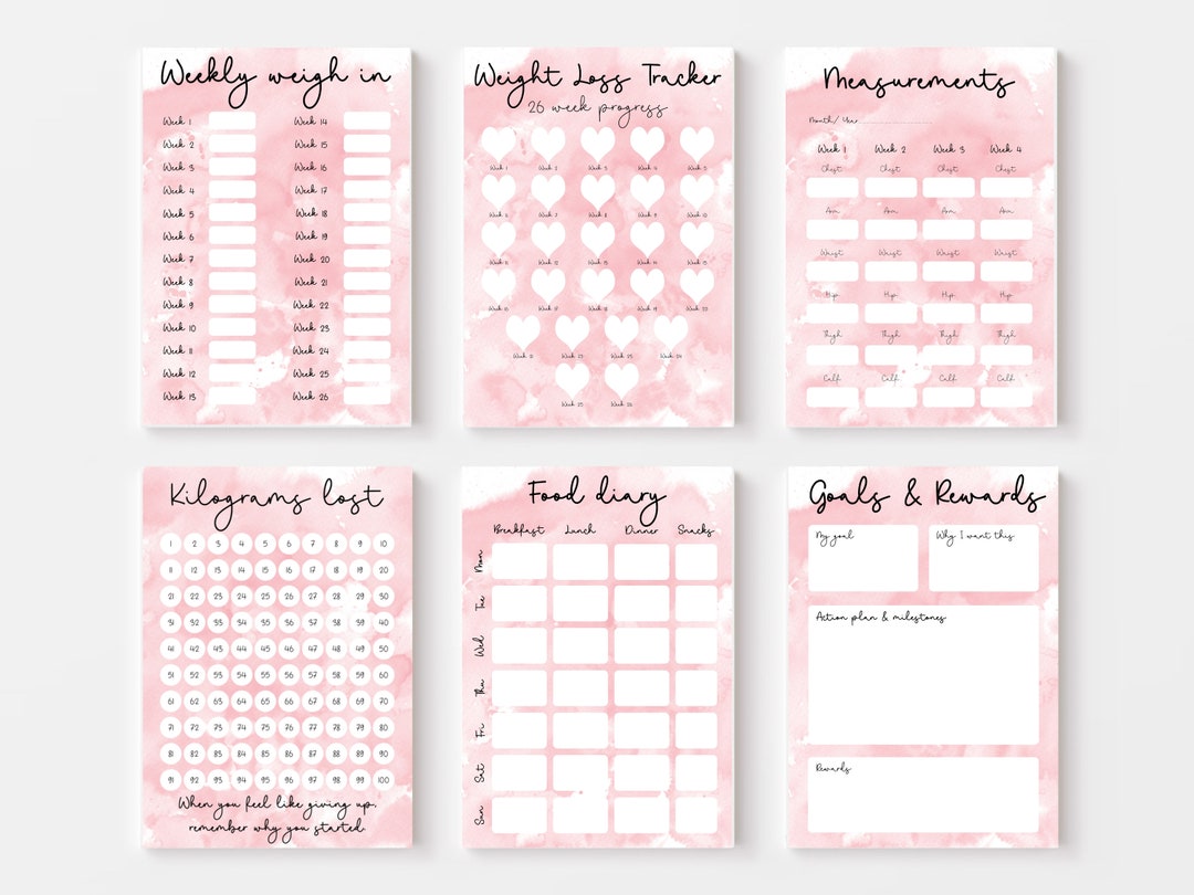 WEIGHT LOSS JOURNAL. Printable Digital Weight Loss Tracker - Kg. Weight ...