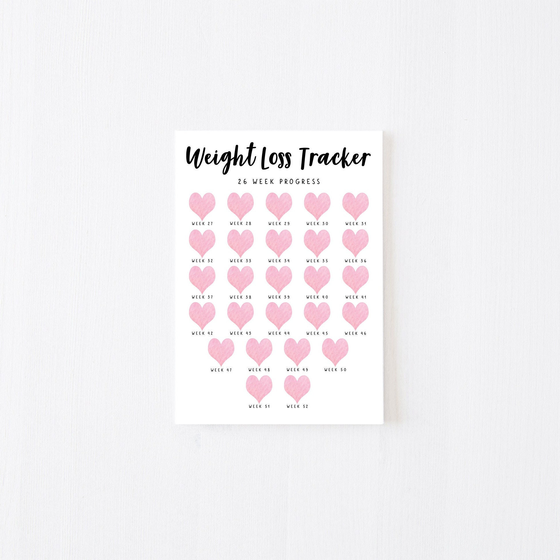 Printable Weight Loss Tracker 27 52 Wk 5 X Digital Weekly Etsy Uk