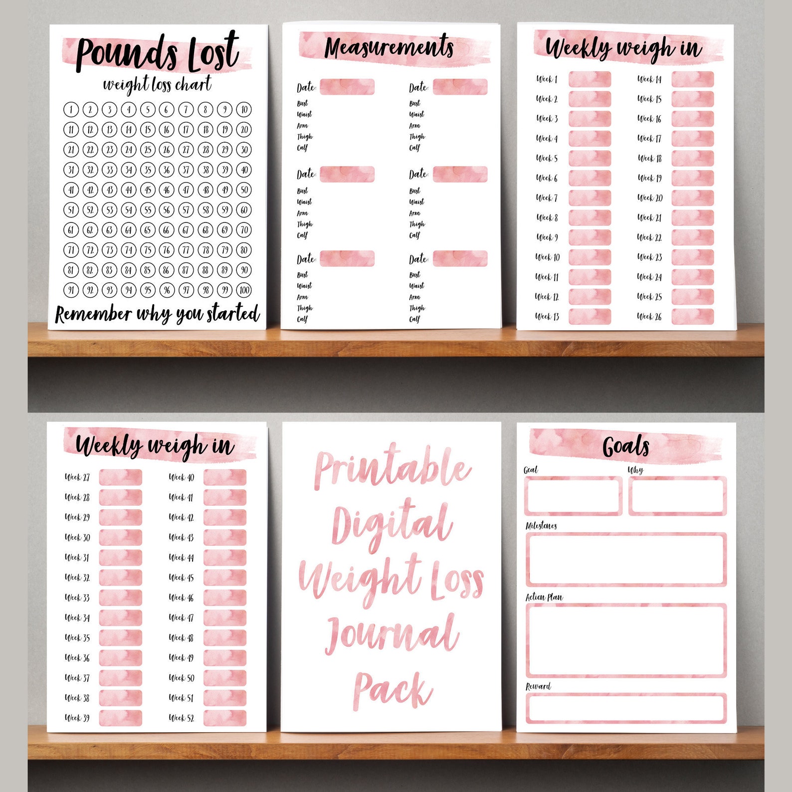 Printable Weight Loss Tracker Journal. Digital Weight Loss - Etsy