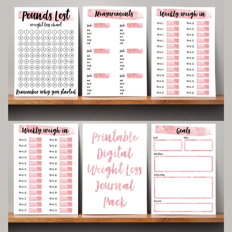 Printable Weight Loss Tracker Journal Digital Weight Loss Etsy