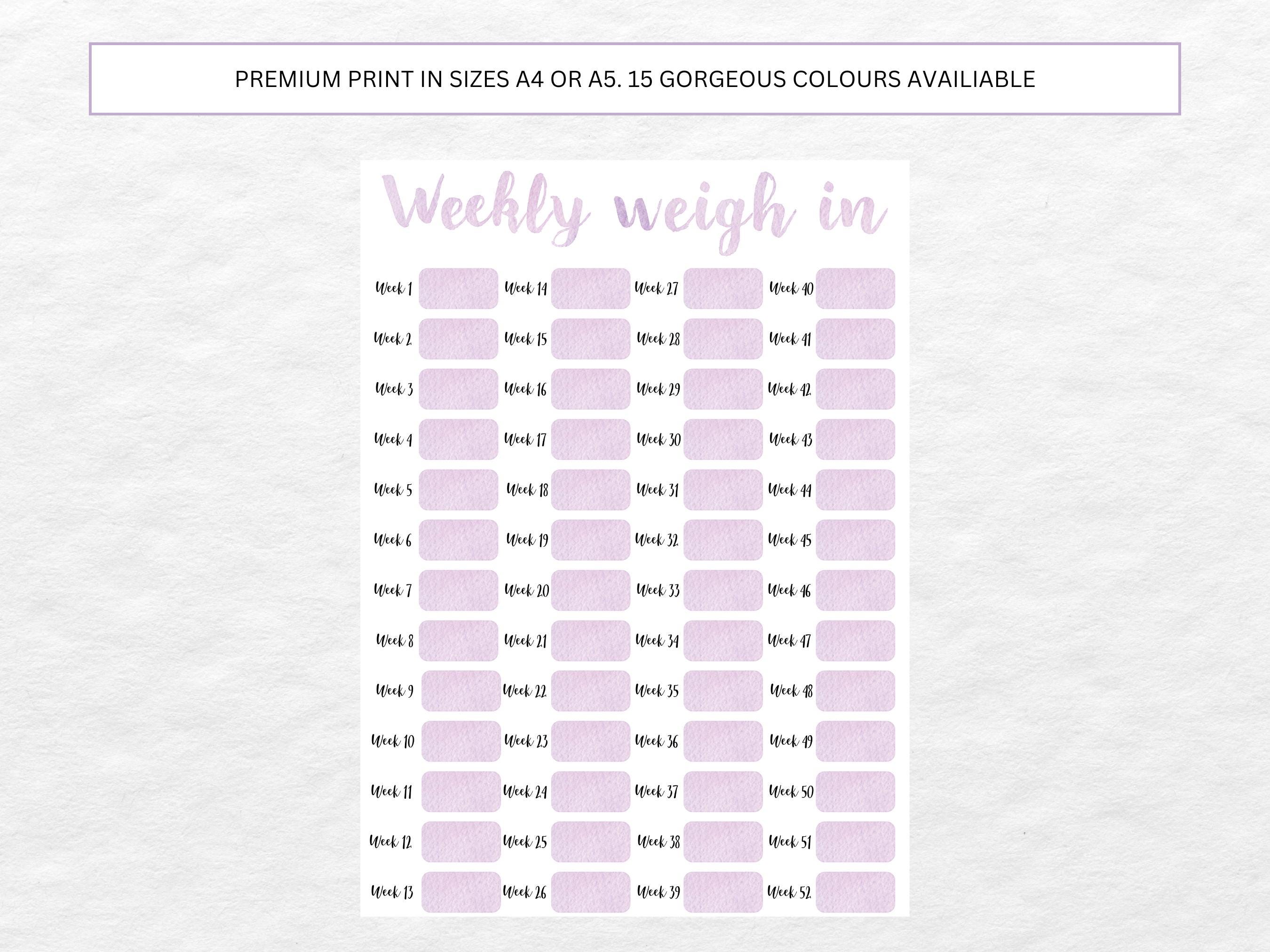 52 Wk Weekly Weight Loss Tracker Printable. Digital Yearly Weekly ...