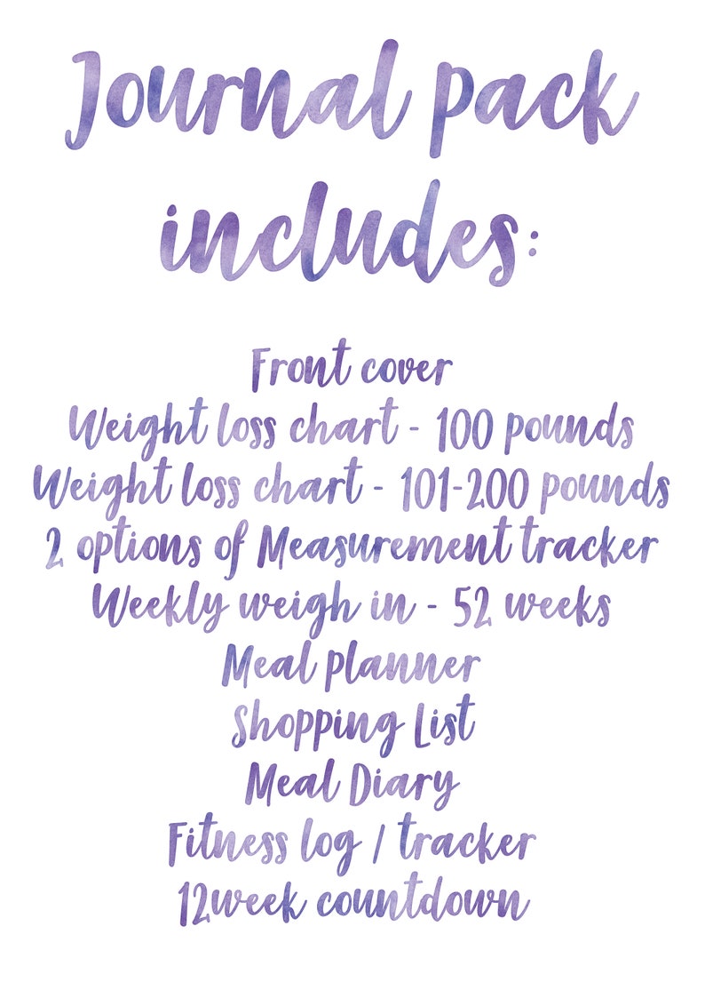 Printable Weight Loss Tracker Journal. Digital Weight Loss - Etsy