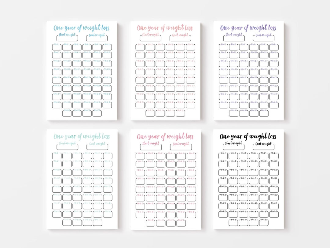 Printable Weight Loss Tracker. 6 X Digital Weekly Weight Tracker ...