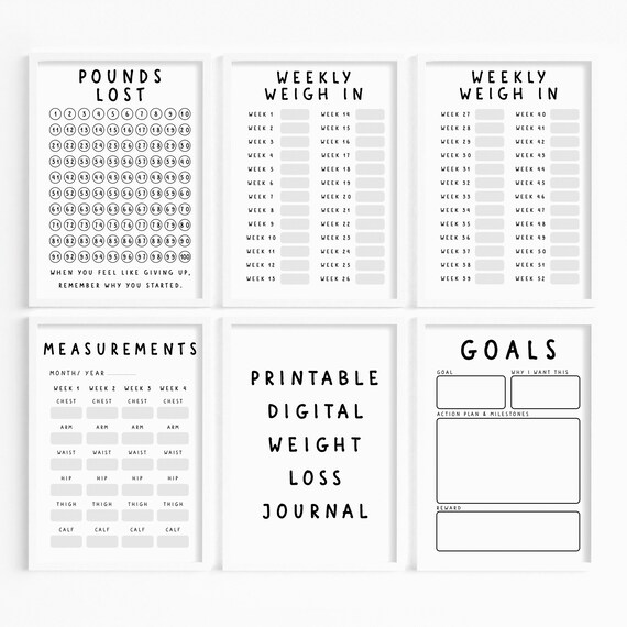 Printable Weight Loss Journal. Printable Digital Weight Loss | Etsy
