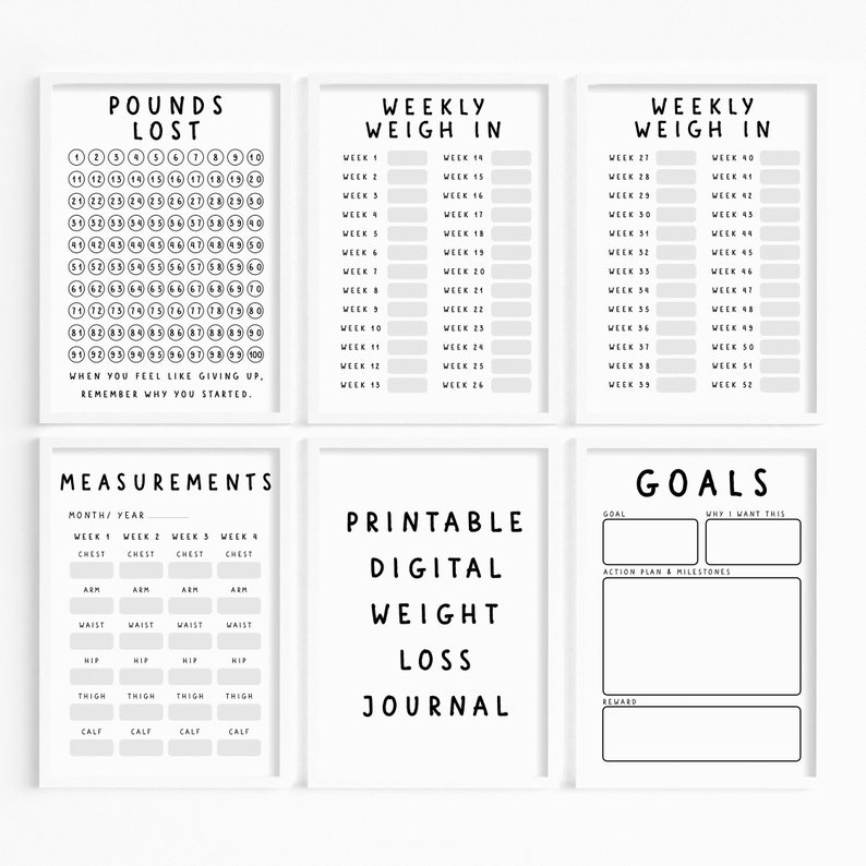 Printable Weight Loss Journal. Printable Digital Weight Loss | Etsy
