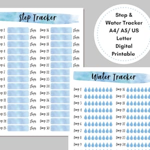 Printable Water Tracker & Step Tracker. Digital Walking Tracker ...