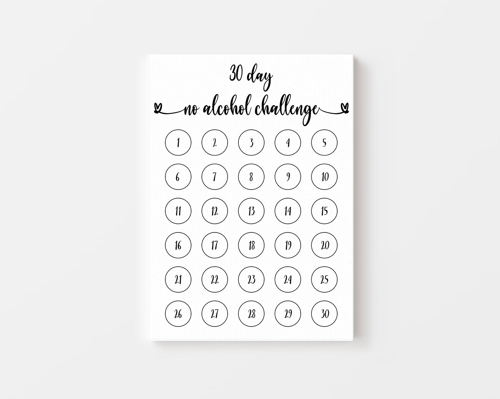 Printable 30 Day No Alcohol Challenge Tracker (digital Download) - Etsy
